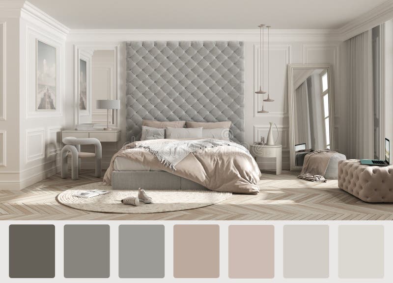 Interior Design Scene with Palette Color. Different Colors and Patterns ...