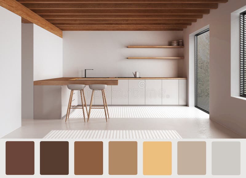 Interior Design Scene with Palette Color. Different Colors and Patterns ...