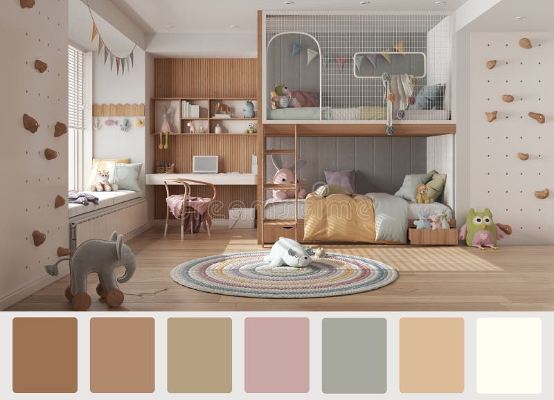 Interior Design Scene with Palette Color. Different Colors and Patterns ...