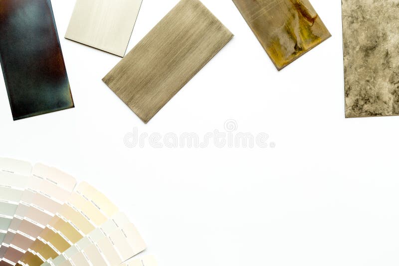 Interior Design Selection of Material Samples with Color Scheme. Top ...
