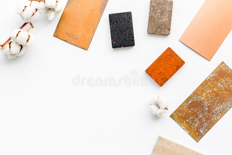 Interior Design Selection of Material Samples with Color Scheme. Top ...