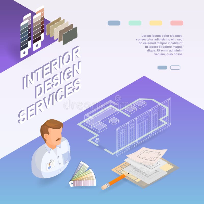 Interior Design Services. Isometric Project and Repairs Concept Stock ...