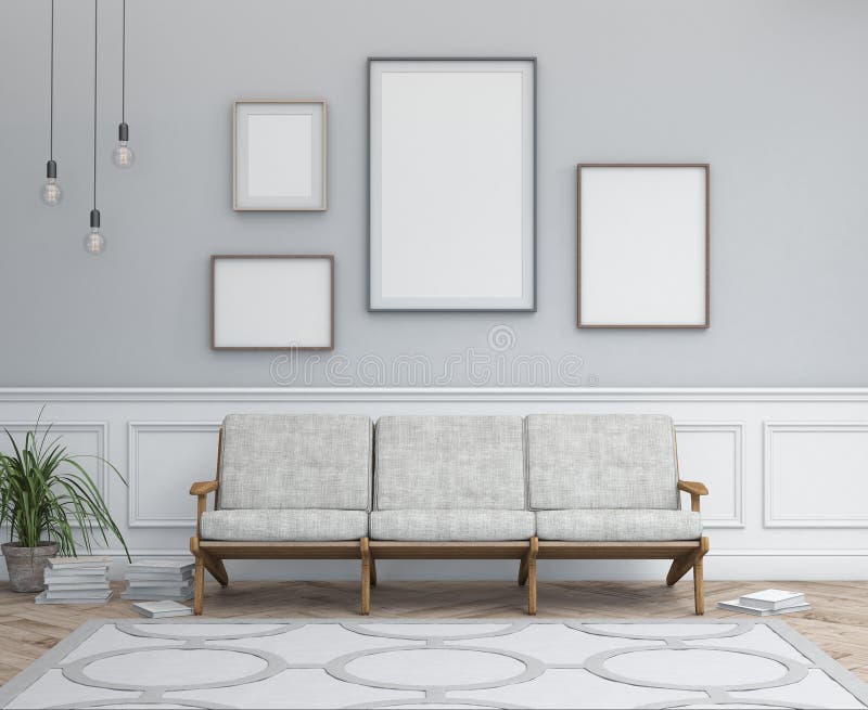 Interior Design Simple Scene with Frames. Stock Illustration ...