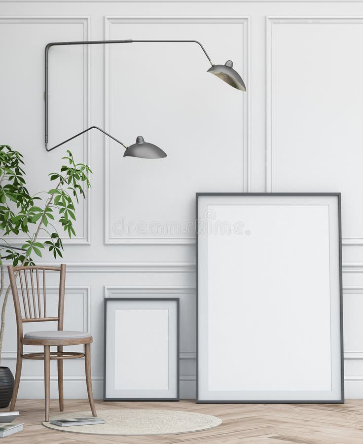 Interior Design Simple Scene with Frames Stock Illustration ...