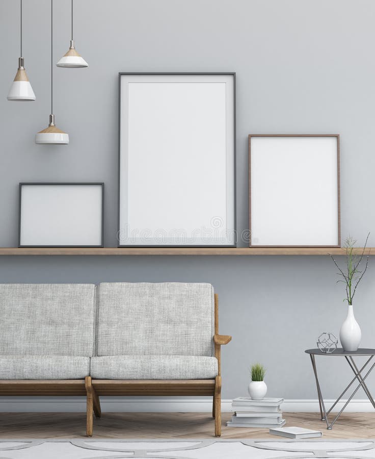 Interior Design Simple Scene with Frames Stock Illustration ...