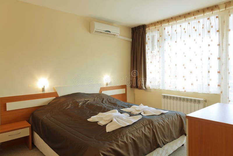 Interior Design: Small Bedroom in a Hotel Stock Photo - Image of ...