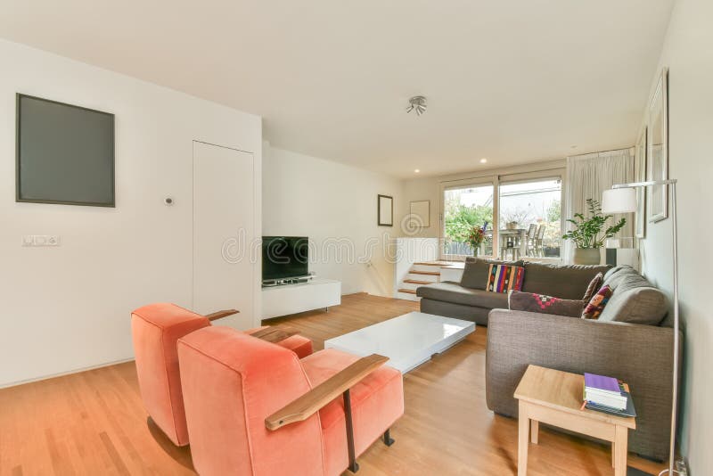 Clean living room stock image. Image of decorative, contemporary ...