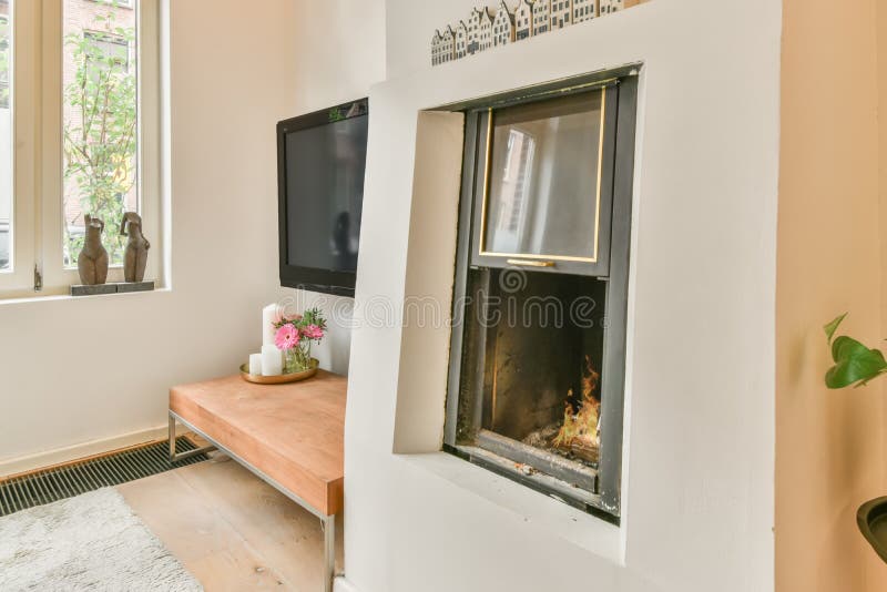 Clean living room stock image. Image of furniture, comfortable - 239655043