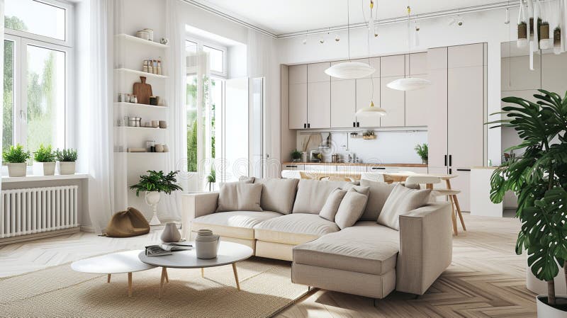 Interior Design Spacious Bright Studio Apartment in Scandinavian Style ...