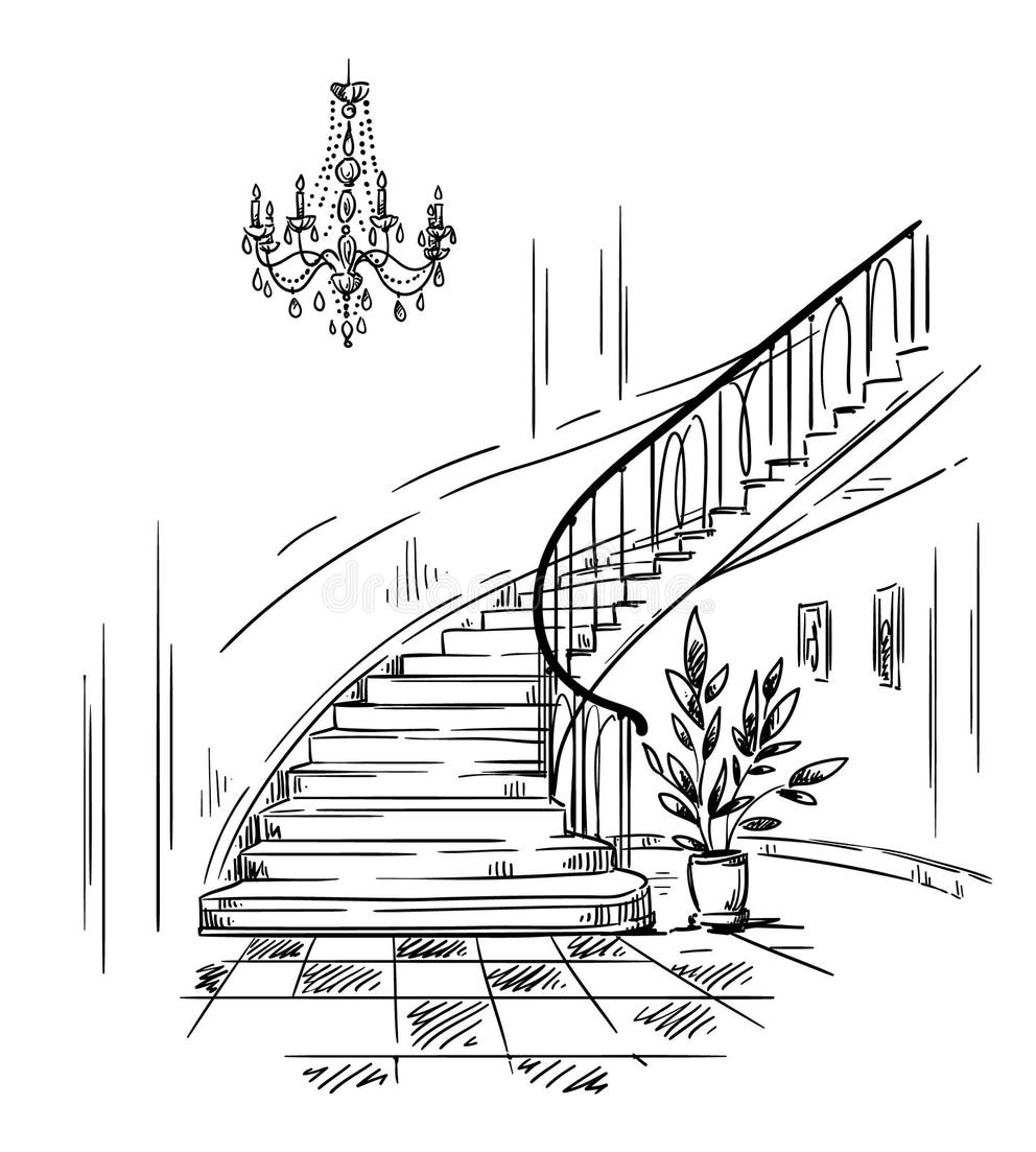 Stairs Line Drawing Stock Illustrations – 1,422 Stairs Line Drawing ...