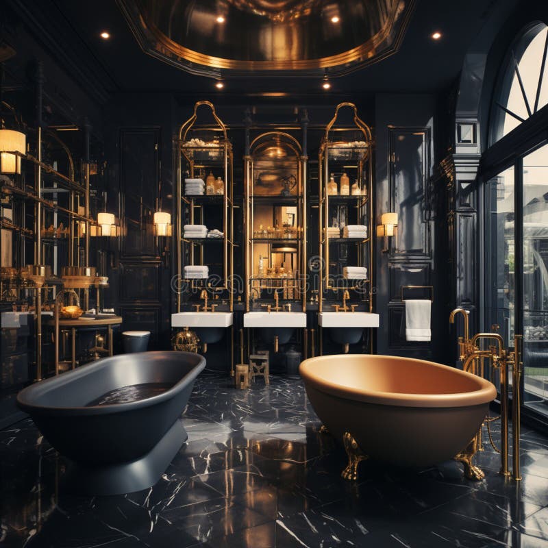 Interior Design of a Spacious Modern Luxury Bathroom Stock Illustration ... Interior Design of a Spacious Modern Luxury Bathroom Stock Illustration ...