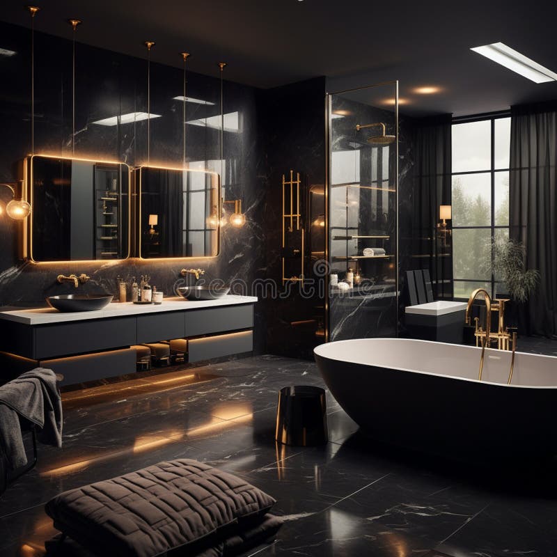 Interior Design of a Spacious Modern Luxury Bathroom Stock Illustration ... Interior Design of a Spacious Modern Luxury Bathroom Stock Illustration ...