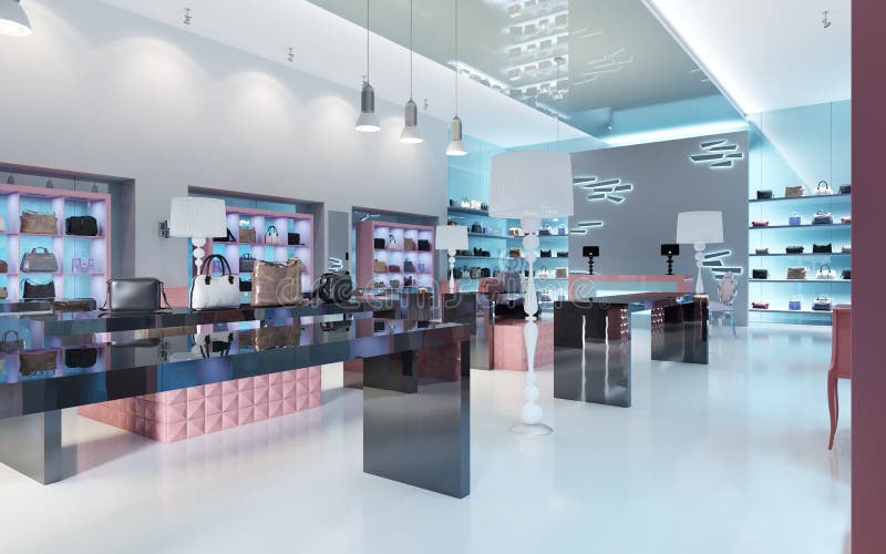 Interior Design of a Store of Branded Bags Stock Illustration ...