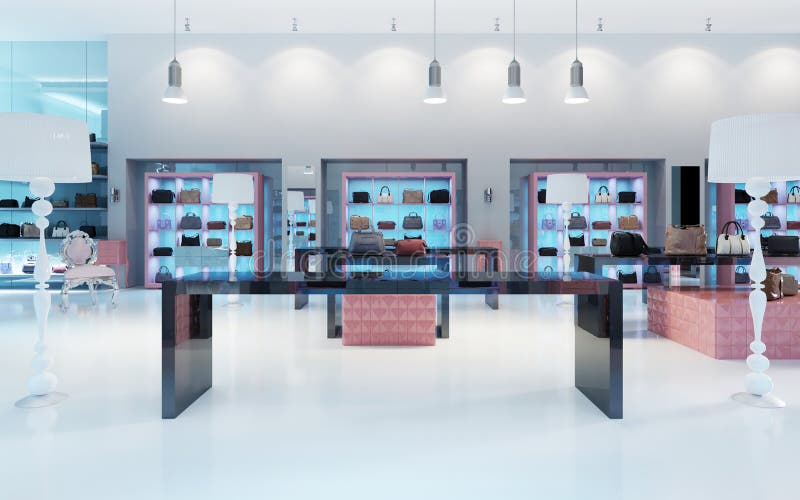 Interior Design of a Store of Branded Bags Stock Illustration ...