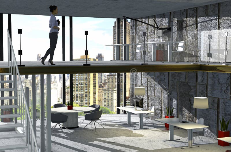 Interior Design for a Studio, an Office in a Loft Inside a Skyscraper ...