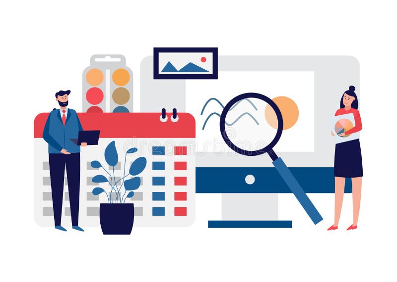 Interior Designer Pointing at Floor Plan Design - Cartoon Woman Stock ...