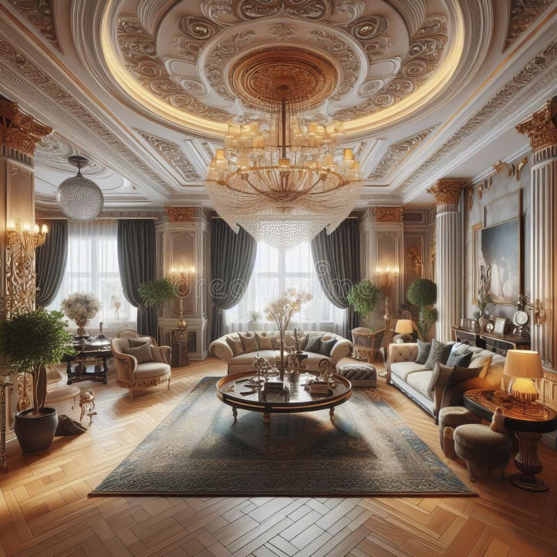 Interior Design in the Style of Eclecticism a Mix of Different Stock Illustration - Illustration ...