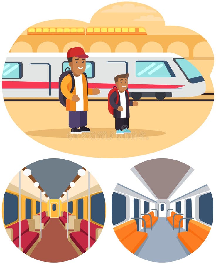 Interior Design of Subway Car, Transport for Passengers with Seats ...