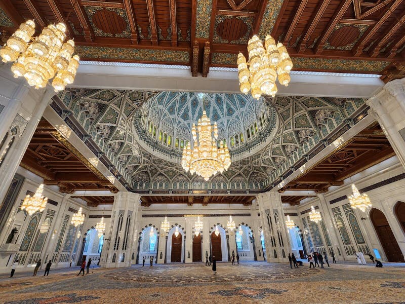 Interior Design of Sultan Qaboos Mosque in Oman. Editorial Stock Photo ...