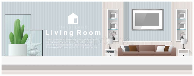 Interior Design with Table Top and Modern Living Room Background Stock ...