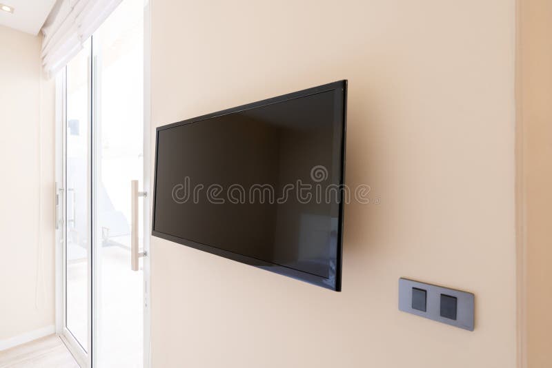 Interior Design Television on the Wall Stock Photo - Image of plasma ...