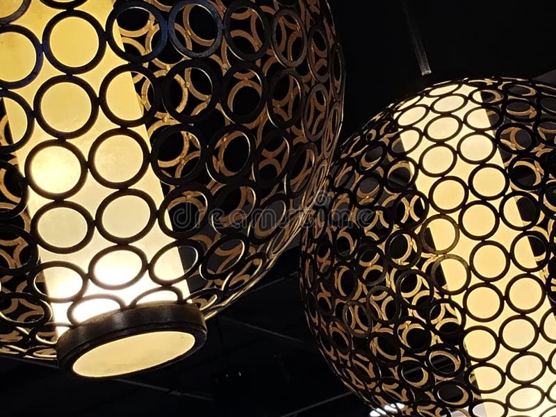 Interior Design Using Basket Like Casing of LED Light Stock Photo ...