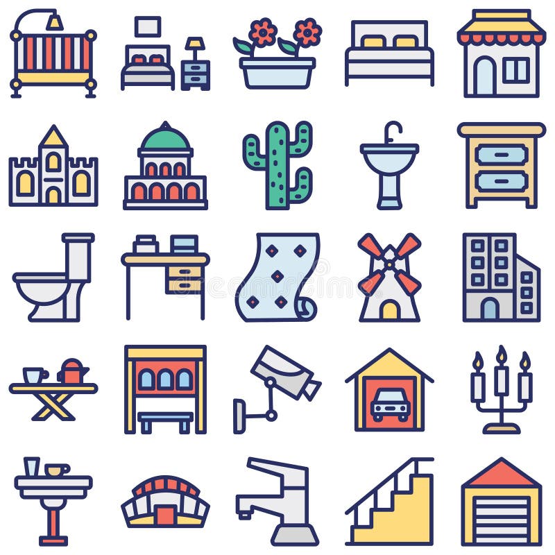 Mobile Interior Design Vector Icons Set Every Single Icon Can Easily ...