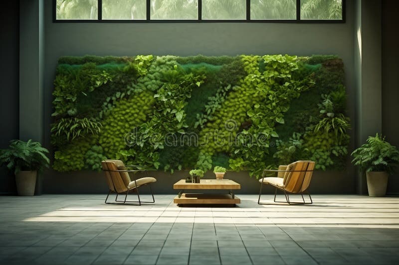 Interior Design, Vertical Wall Garden in Interior Design. Stock ...