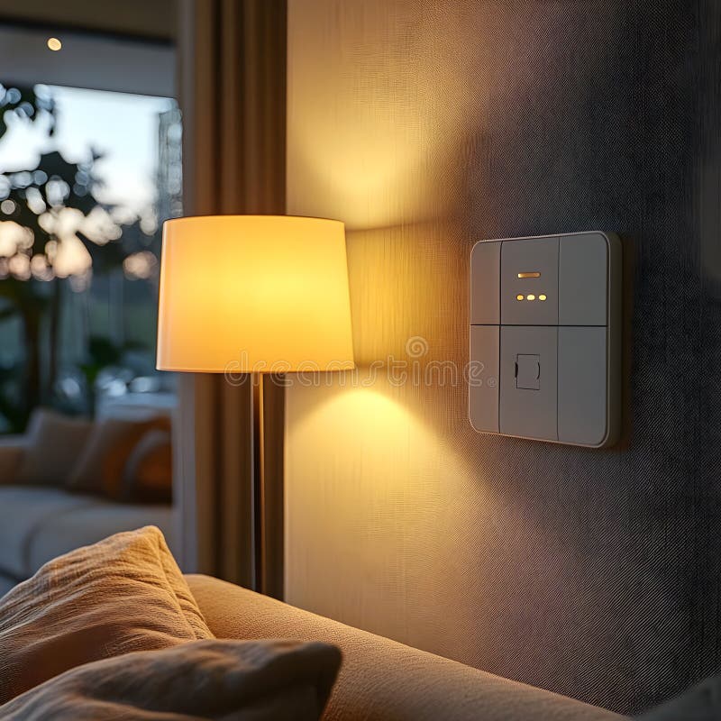 Interior Design with a Wall-Mounted Light Switch and Lamp Stock ...
