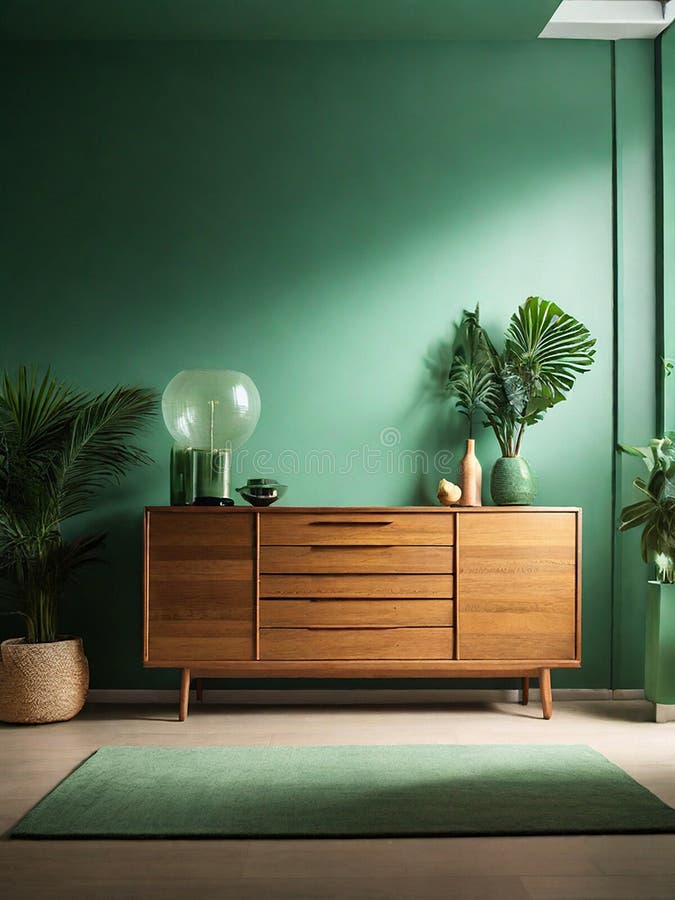 Interior Design Wooden Sideboard Image Stock Illustration ...