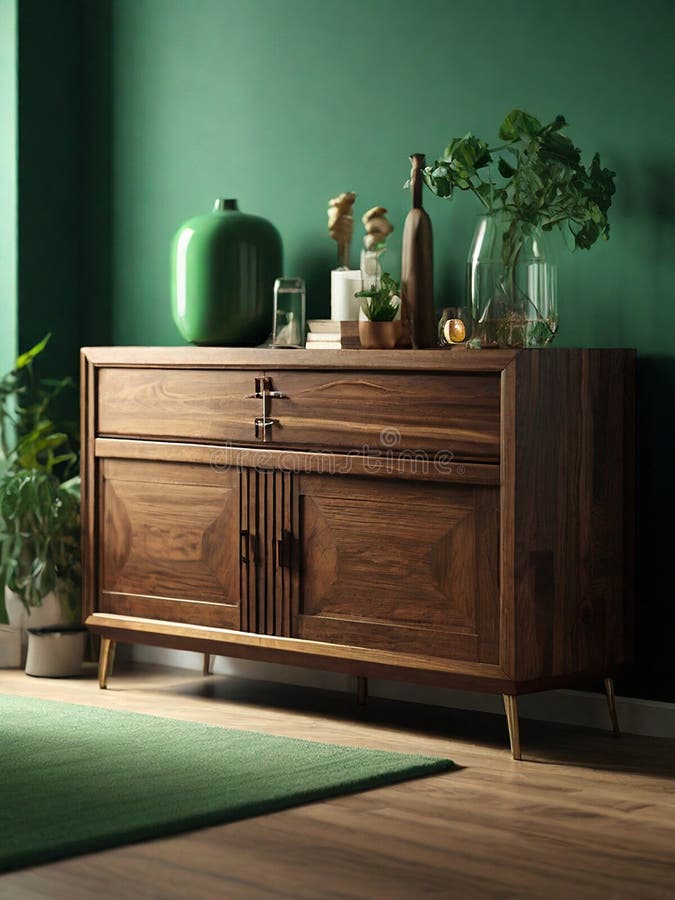 Interior Design Wooden Sideboard Image Stock Illustration ...