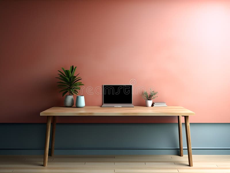 Interior Design for a Workspace with a Computer Monitor, Desktop, and ...