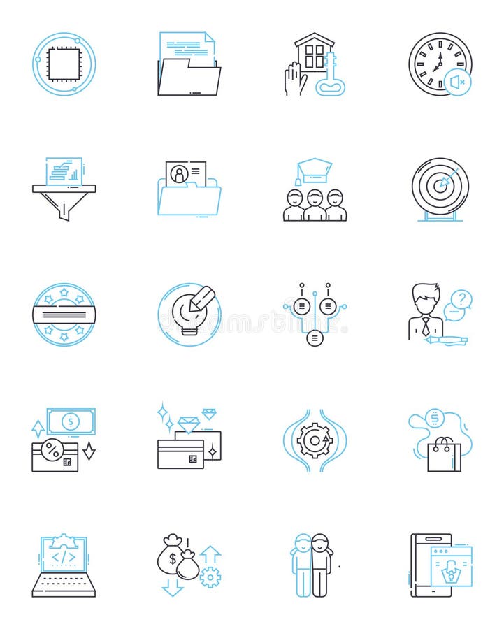Interior Design for Workspace Linear Icons Set. Productivity ...