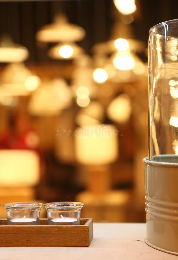 Interior Designed Candles and Lamp Stock Image - Image of brown, lights ...