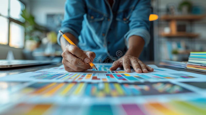 An Interior Designer or Architect is Working on a New Project Stock ...