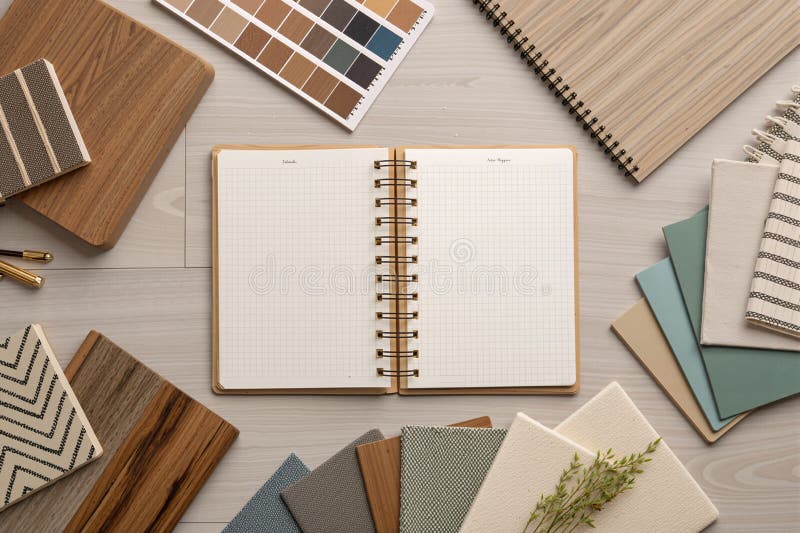 Interior Designer Choosing Materials for Renovation Project with Open ...