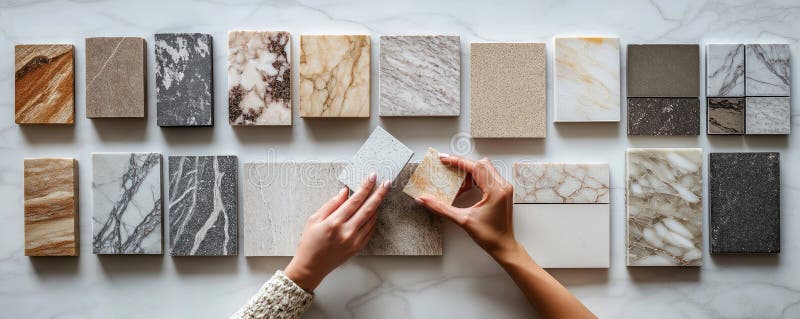 Interior Designer, Client Review Marble Stone Samples for Kitchen ...