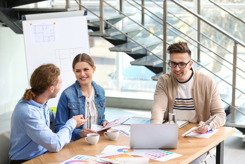 Interior Designer Consulting Young Couple Stock Photo - Image of ...