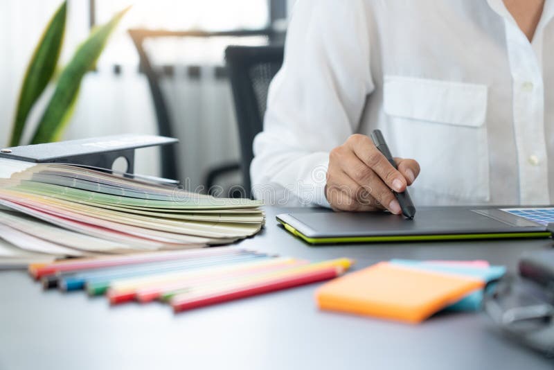 Interior Designer or Creative Graphic Designer Working on Project ...