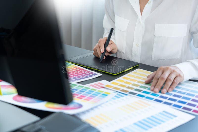 Interior Designer or Creative Graphic Designer Working on Project ...