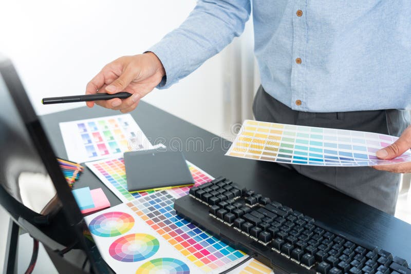 Interior Designer or Creative Graphic Designer Working on Project ...