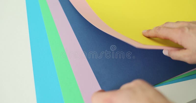 Interior Designer Examines Sheets with Color Gamut Samples Stock Video ...