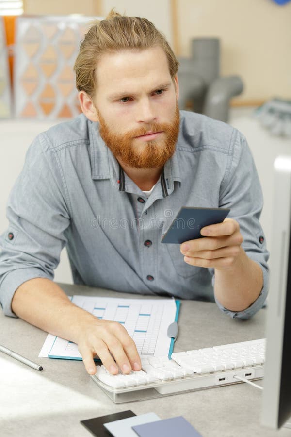 Interior Designer Looking at Different Textures Stock Photo - Image of ...