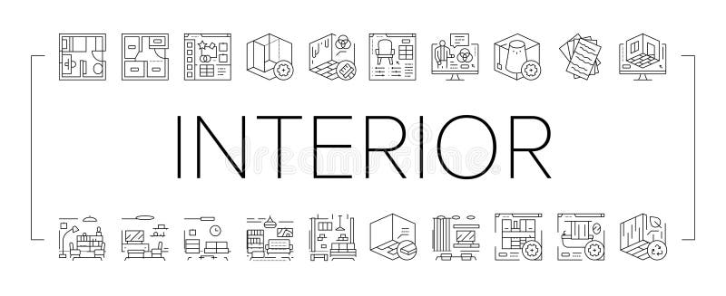 Interior Designer Office Icons Set Vector Stock Illustration ...