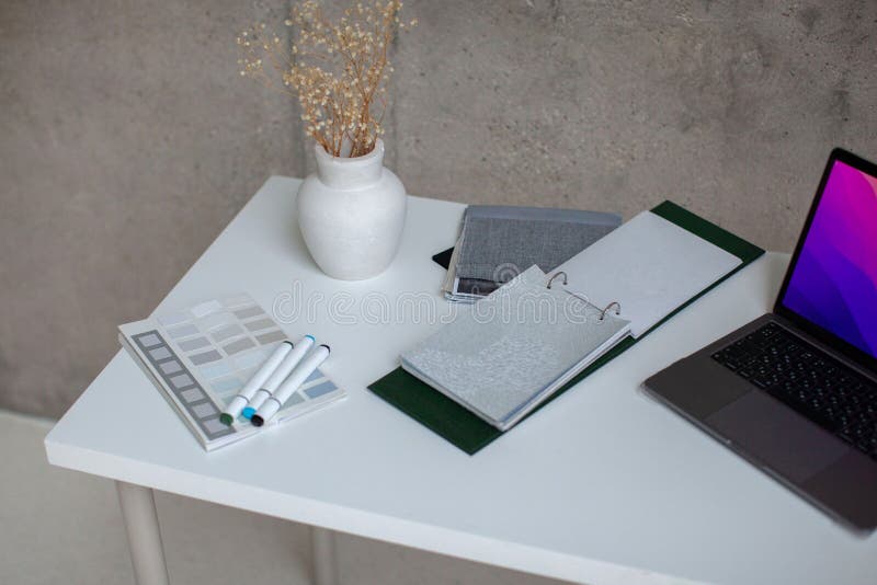 Interior Designer S Desk. Layout Stock Image - Image of blank, work ...