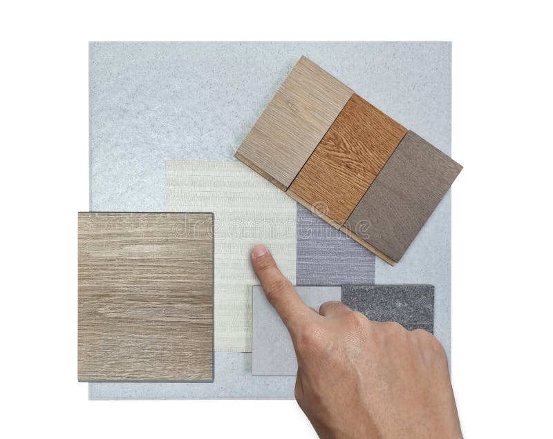 Interior Designer Selecing Material Samples Contains Ash Vinyl Flooring ...