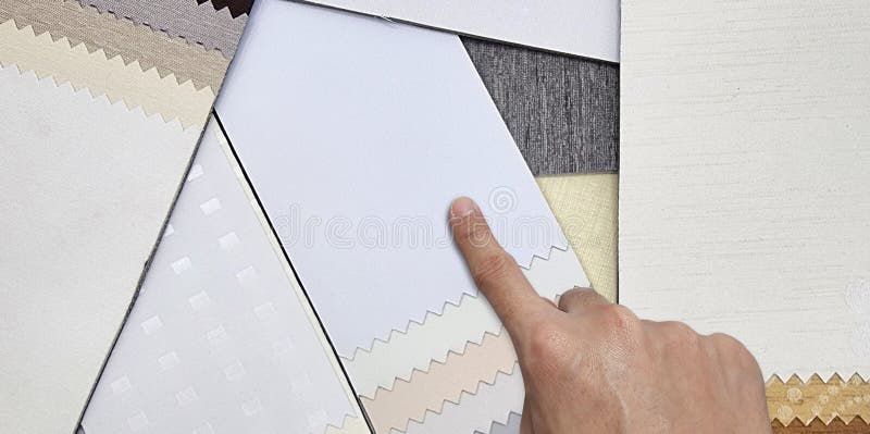 Interior Designer Selects Samples of Curtain Fabrics in Different ...