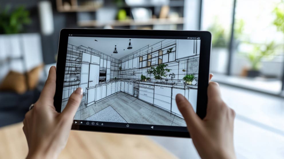 Interior Designer Showcasing Kitchen Layout Plans in Modern Setting ...