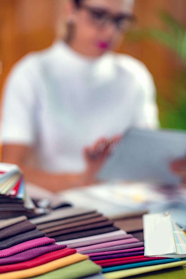 Interior Designer in Studio Stock Image - Image of decorator, creative ...