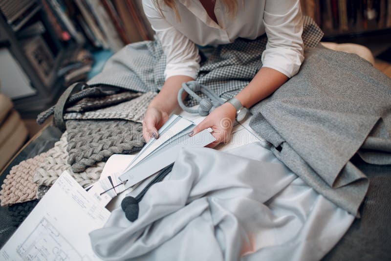 Interior Designer Woman at Work. Design and Interior Decoration. Stock ...